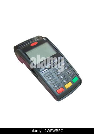 Credit card machine isolated on white background Stock Photo - Alamy