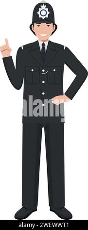 Standing British Policeman Officer in Traditional Uniform Character ...