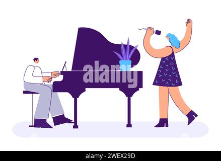 Creative professions, art industry workers, musicians with instruments ...