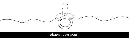 Continuous editable drawing of baby pacifier. One line drawing ...