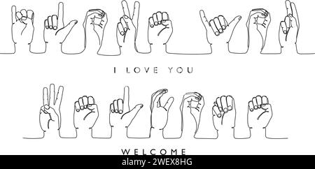 Set of American Sign Language (ASL) alphabet letter and number icons ...