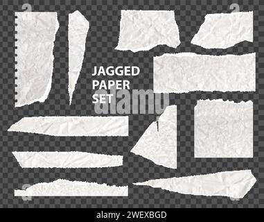 Set of torn and crumple paper pieces. Brown grunge jagged cardboard ...