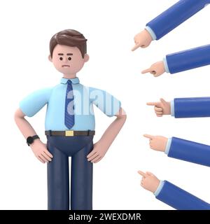 Concept of social censure or accusations. Many hands pointing a ...