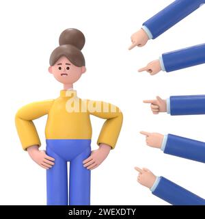 Concept of social censure or accusations. Many hands pointing a ...