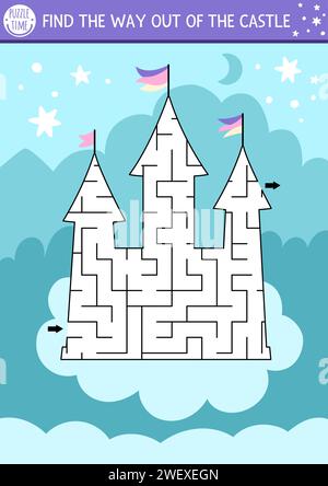 Unicorn geometrical maze for kids. Fairytale preschool printable ...