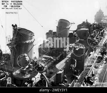 Amidships view of USS Nicholas (DD-449) at the Mare Island Naval ...