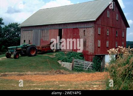 Amish Country Byway - Red Barn with Tractor. One appealing aspect of an ...