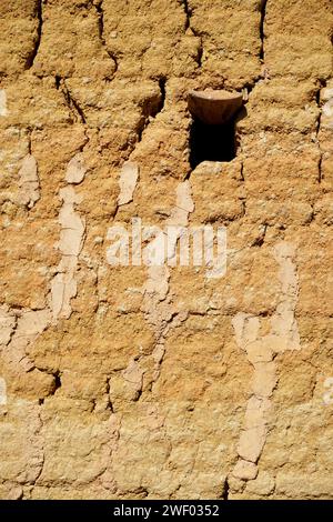 Vernacular Hakka tulou in Fujian, China: Wall of rammed earth marked by ...