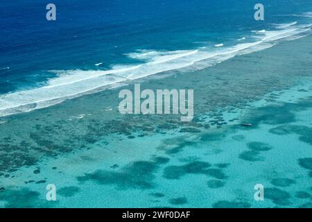 The Mesoamerican Barrier Reef System, as seen from a plane, in Belize ...