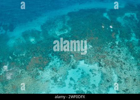 The Mesoamerican Barrier Reef System, as seen from a plane, in Belize ...