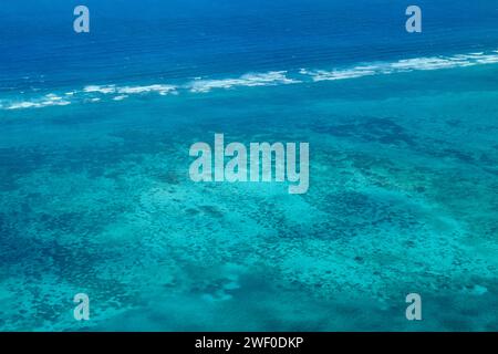 The Mesoamerican Barrier Reef System, as seen from a plane, in Belize ...