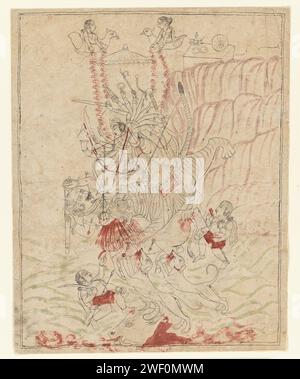 Goddess durga killing demon mahishasura with goddesses laxmi saraswati ...