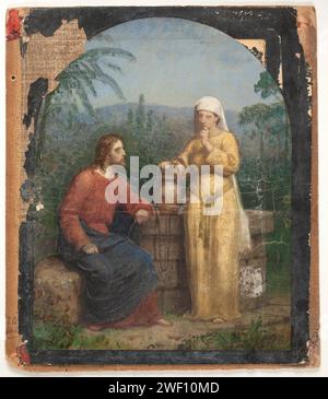 Olieskitse til Jesus og Samaritanerinden ved brønden circa 1890 by ...