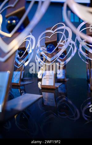 27 January 2024, Saarland, Saarbrücken: Lisa Gertsch holds her trophies ...