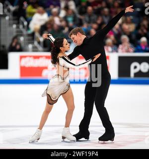 Madison Chock and Evan Bates of the United States, performs during the ...