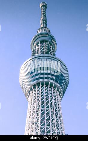 Close up photo of Tokyo Skytree built with steel pipe truss structure ...