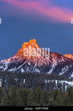 winter snow on ross peak in the bridger range near bozeman, montana ...