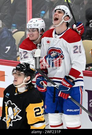Montreal Canadiens' Juraj Slafkovsky (20) celebrates his goal against ...