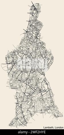 Street roads map of the BOROUGH OF LAMBETH, LONDON Stock Vector Image ...