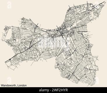 Street roads map of the BOROUGH OF WANDSWORTH, LONDON Stock Vector ...