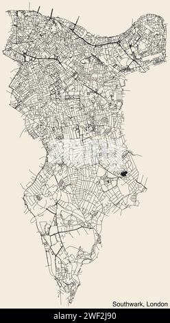 Street roads map of the BOROUGH OF SOUTHWARK, LONDON Stock Vector Image ...
