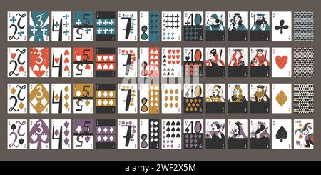 Collection of designers playing cards, full deck. Vector of playing ...