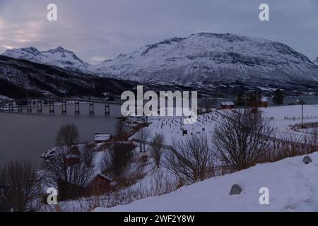 Fjord near Narvik during the polar night, Norway Stock Photo - Alamy