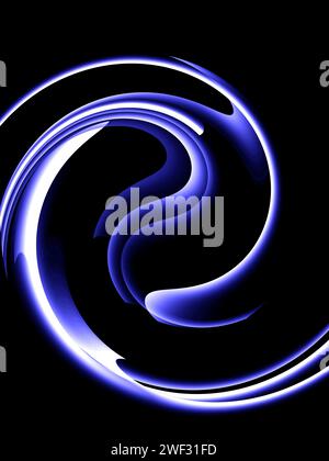 Abstract swirly blue shape on black background. 3D rendering Stock ...