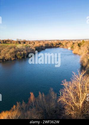 aerial view of the 30 acre boating lake in mote park Maidstone kent ...