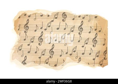 Parchment piece of paper with old music melody, song scrapbook sheet ...