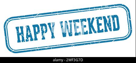 happy weekend stamp. happy weekend rectangular stamp isolated on white ...