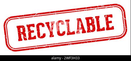 recyclable stamp. recyclable rectangular stamp isolated on white ...