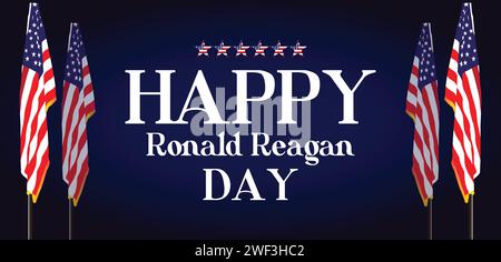 Happy Ronald Reaga Day text illustration design Stock Vector Image ...