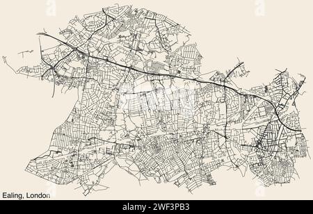 Street roads map of the BOROUGH OF EALING, LONDON Stock Vector Image ...