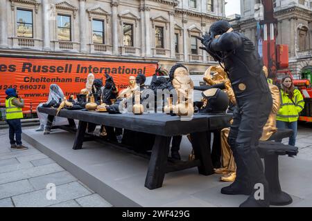 installation of The First Supper sculpture by artist Tavares Strachan ...