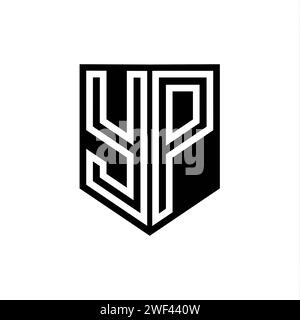 YP Letter Logo monogram shield geometric line inside shield isolated ...