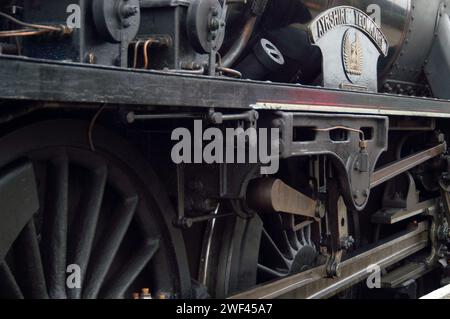 Preserved Stanier Black Five steam locomotive beneath the coaling stage ...