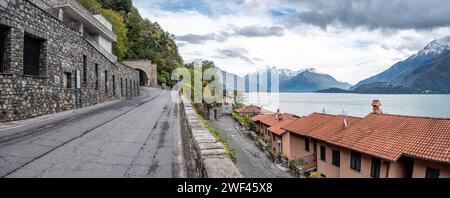 Street in village Musso-Dongo at lake Como, Italy, where the dictator ...