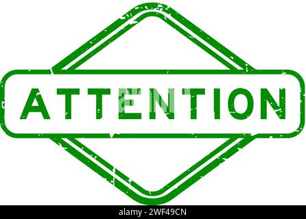 Grunge green attention word rubber seal stamp on white background Stock ...