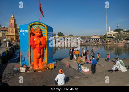 Nashik, India - January 25, 2024: A man praying at the Ganga Ghat in ...