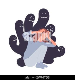 Hallucinations. Psychological disorder problem, mental health icon ...