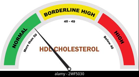 Cholesterol Level Meter, measuring scale. Cholesterol speedometer indicator. Vector stock ...