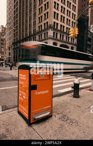 A NYC Smart Compost bin on a street in Upper Manhattan, New York City ...