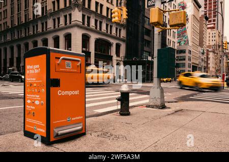 A NYC Smart Compost bin on a street in Upper Manhattan, New York City ...