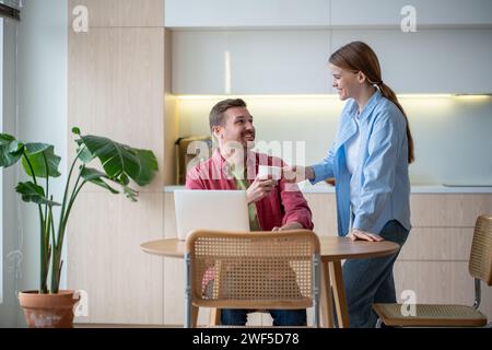 Loving couple drinking tea during wellness weekend in spa center Stock ...