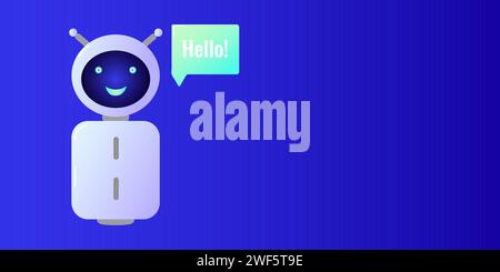 Chatbot assistant form robot with ai 3d. Cute friendly bot neural ...