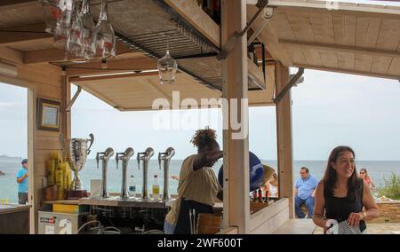 A Marosa beach, Burela, Spain ; 08 08 2023 : the pleasure of lunch near ...