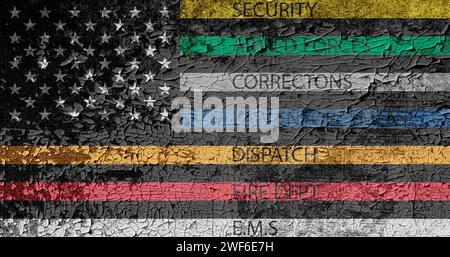 First Responders American Flag Thin Line Stock Photo - Alamy