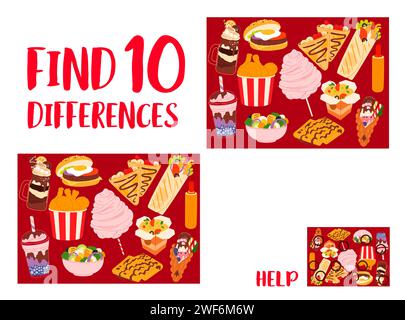 Find ten differences. Cartoon fast food characters on sport vacation ...