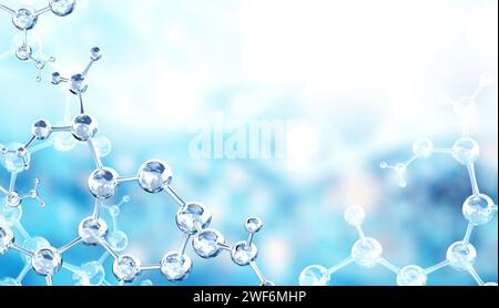 Horizontal banner with model of abstract molecular structure ...